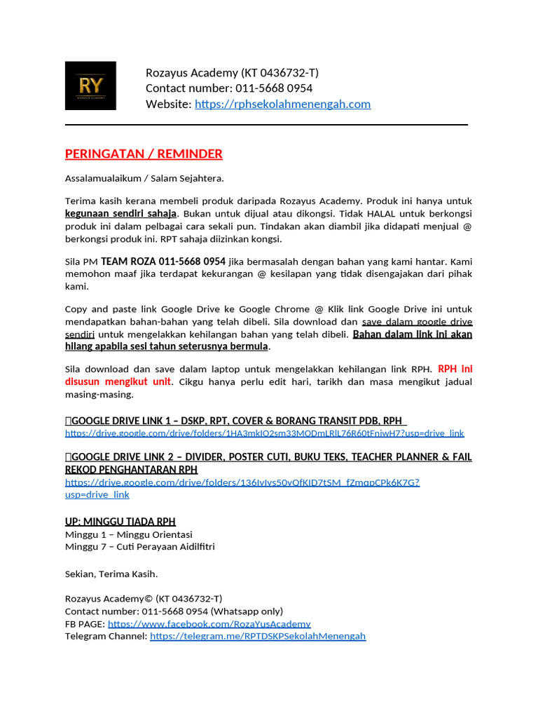 (Baca Dulu) Peringatan & Link GD SM | PDF