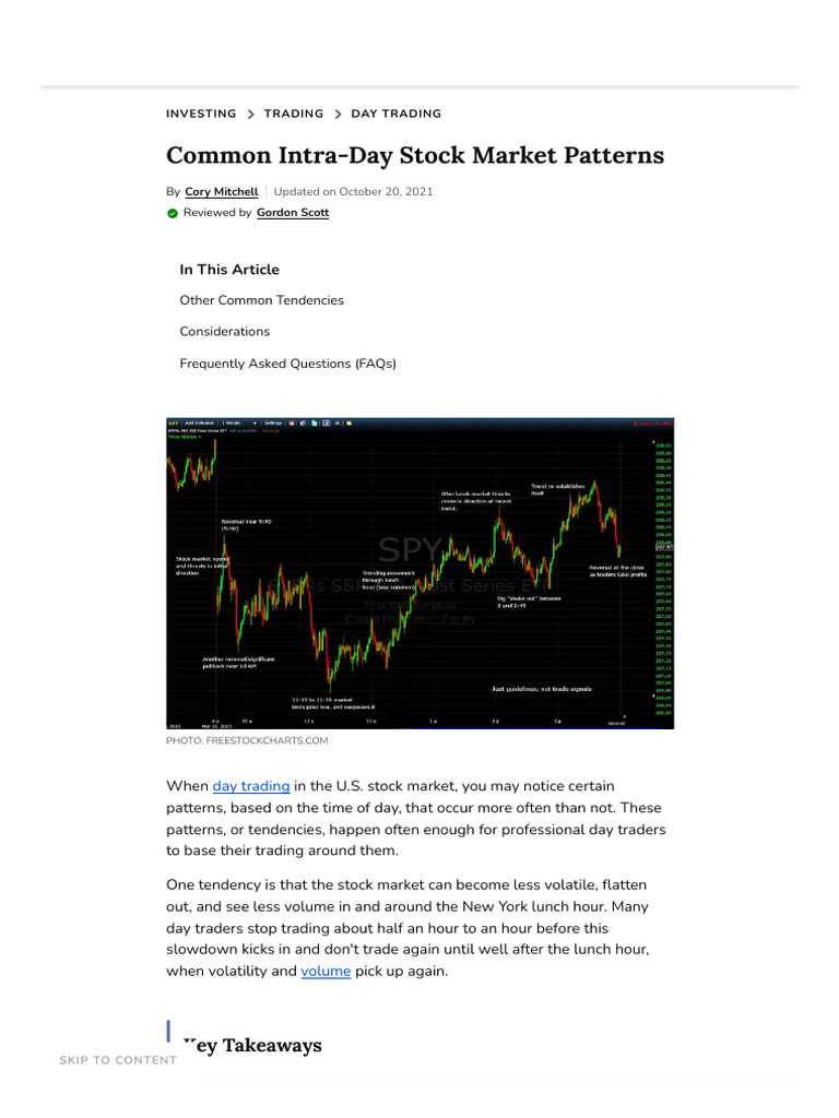 Day Trading Patterns by Time of Day | PDF | Day Trading | Stock Market