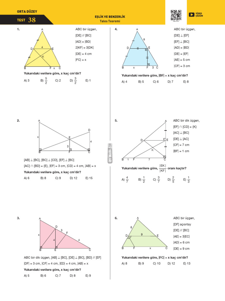 Orta Düzey: Tales Teoremi | PDF
