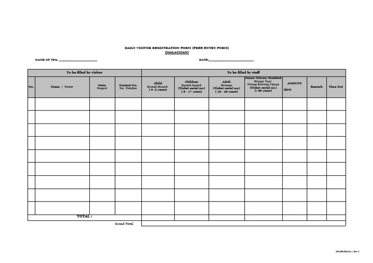 Daily Visitor Registration Form | PDF