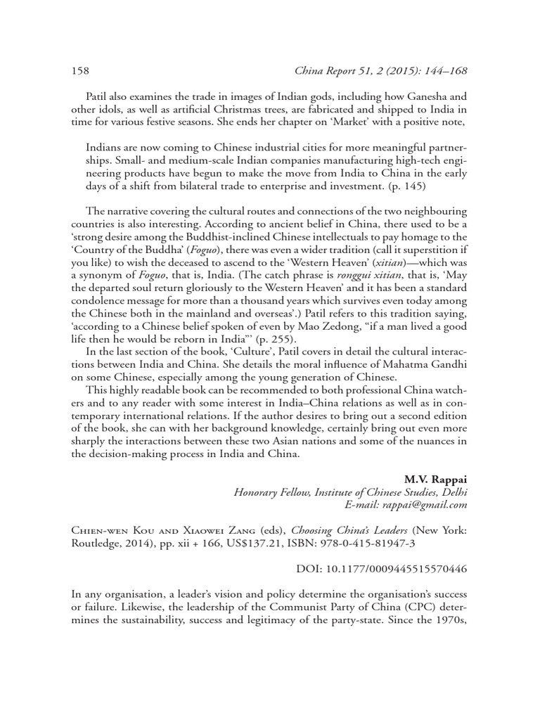 China Report-2015-Subba-158-62 | PDF | China | World Politics