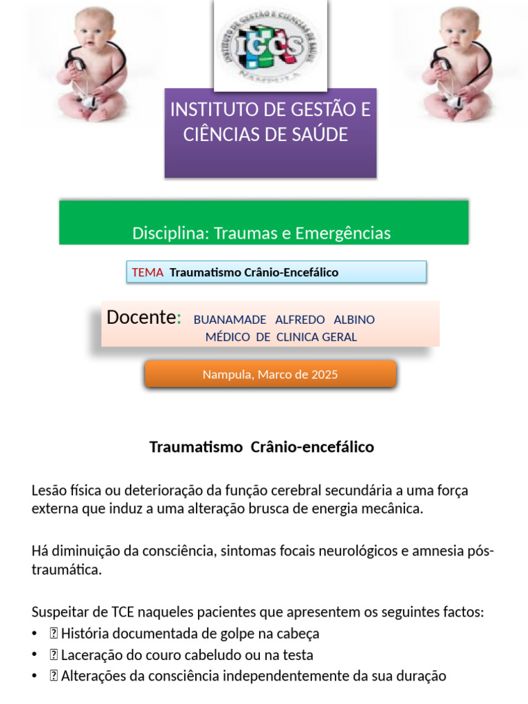 Conceito de Traumatismo Crânio-Encefálico | PDF | Traumatismo craniano ...