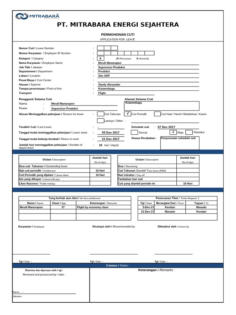 MES - 11. Permohonan Cuti | PDF