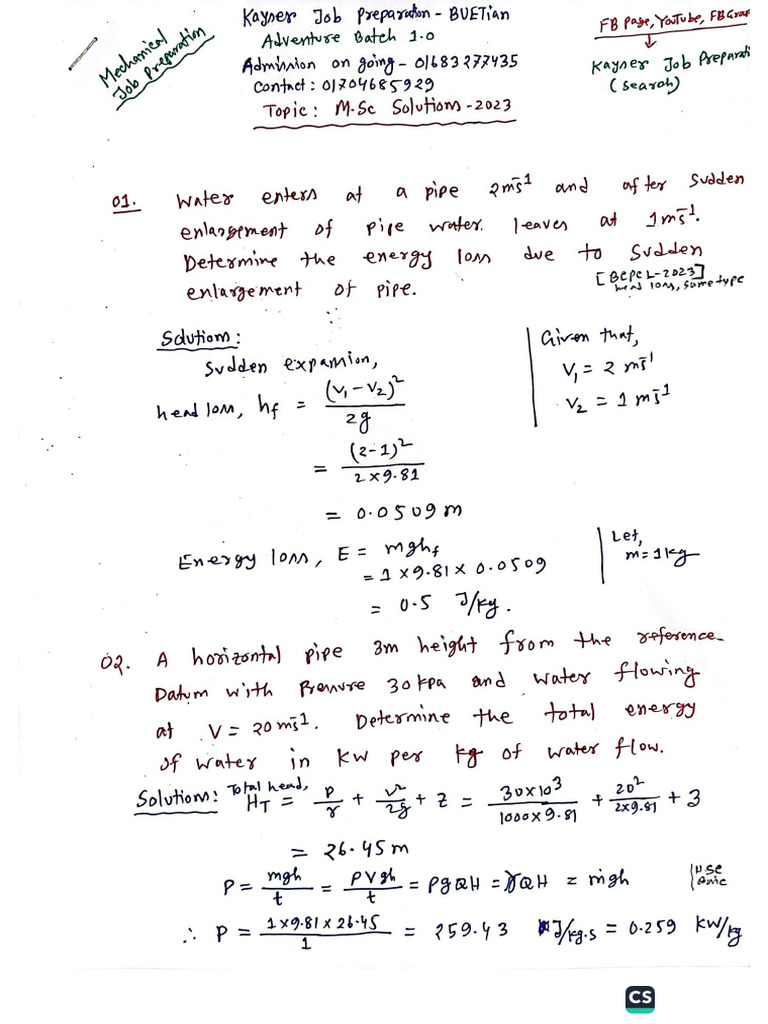 BUET MSC-2023 Questions & Solutions | PDF