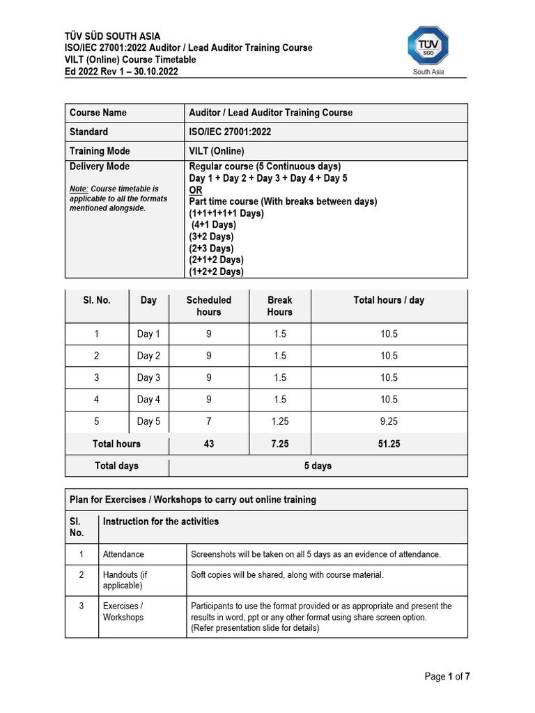 PRTG - TT5D - ISMS LA - Online Timetable | PDF | Audit