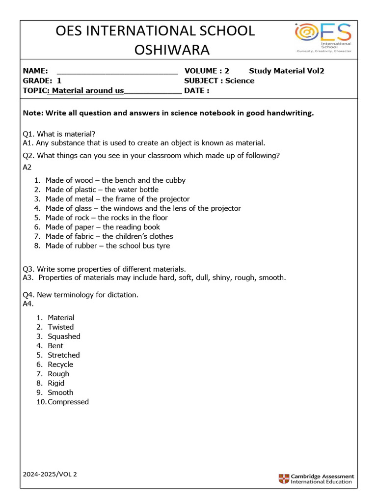 cls1 - Vol2 - Science Material | PDF