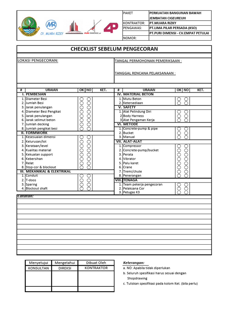 Checklist Pengecoran | PDF