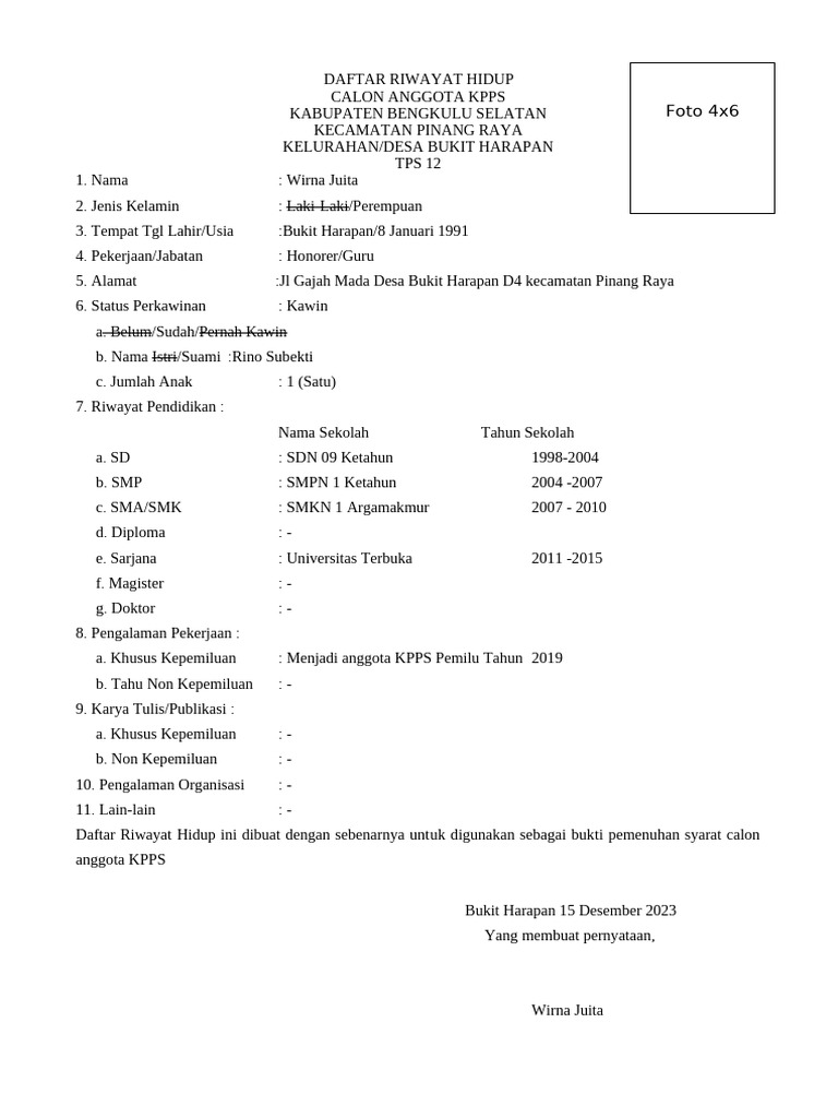Formulir DRH Kpps | PDF