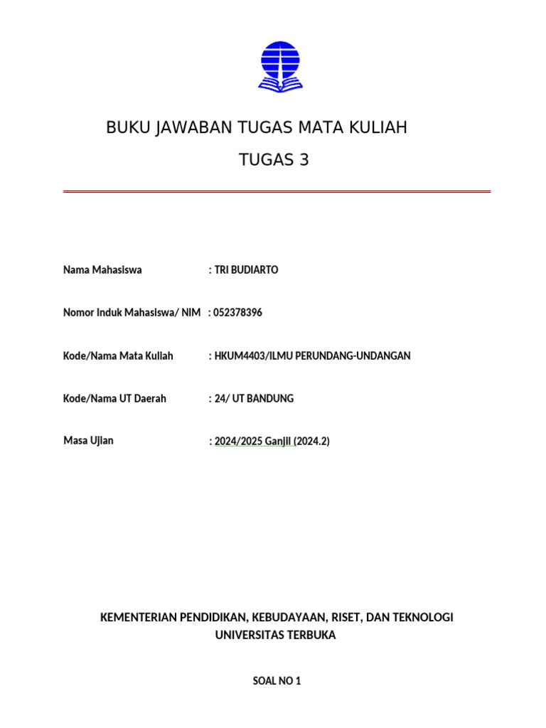 Tugas 3 Ilmu Perundang-Undangan | PDF
