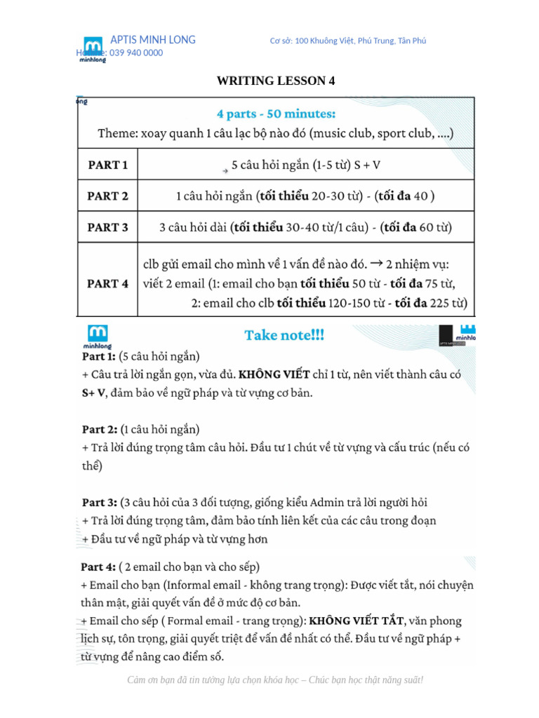 Writing Lesson 4 | PDF