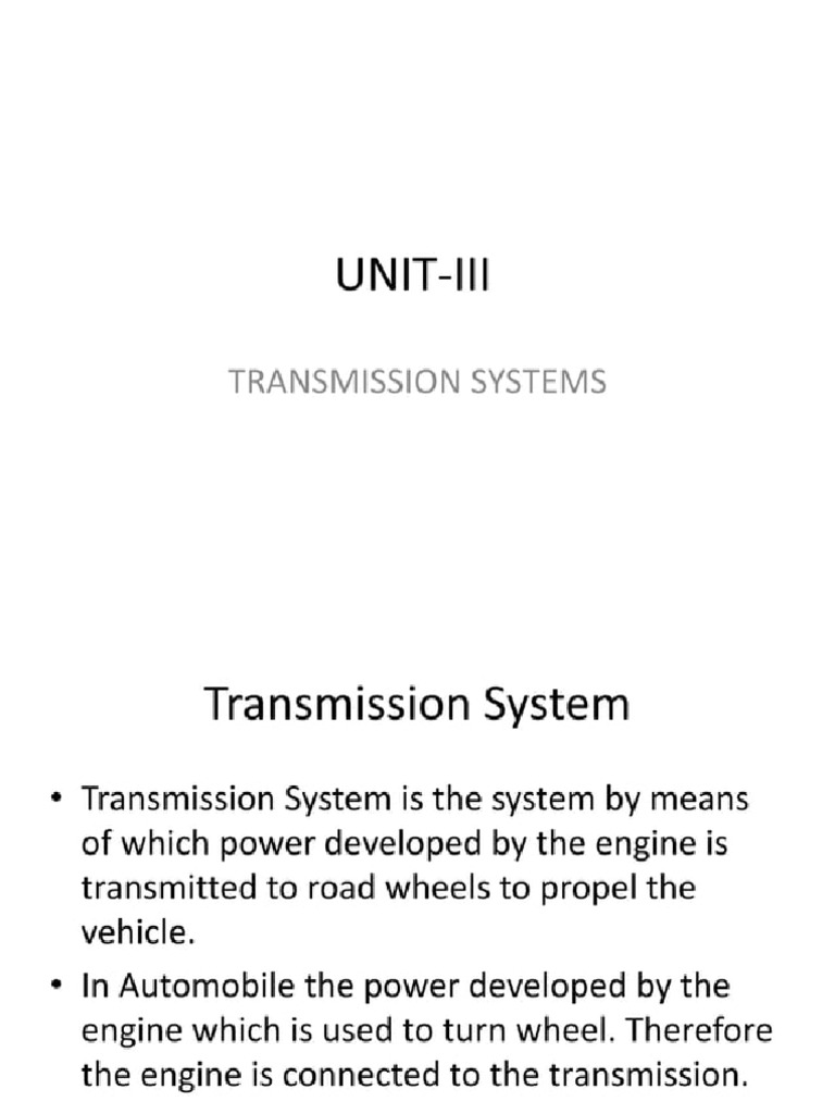 Transmission System of Automobiles | PDF