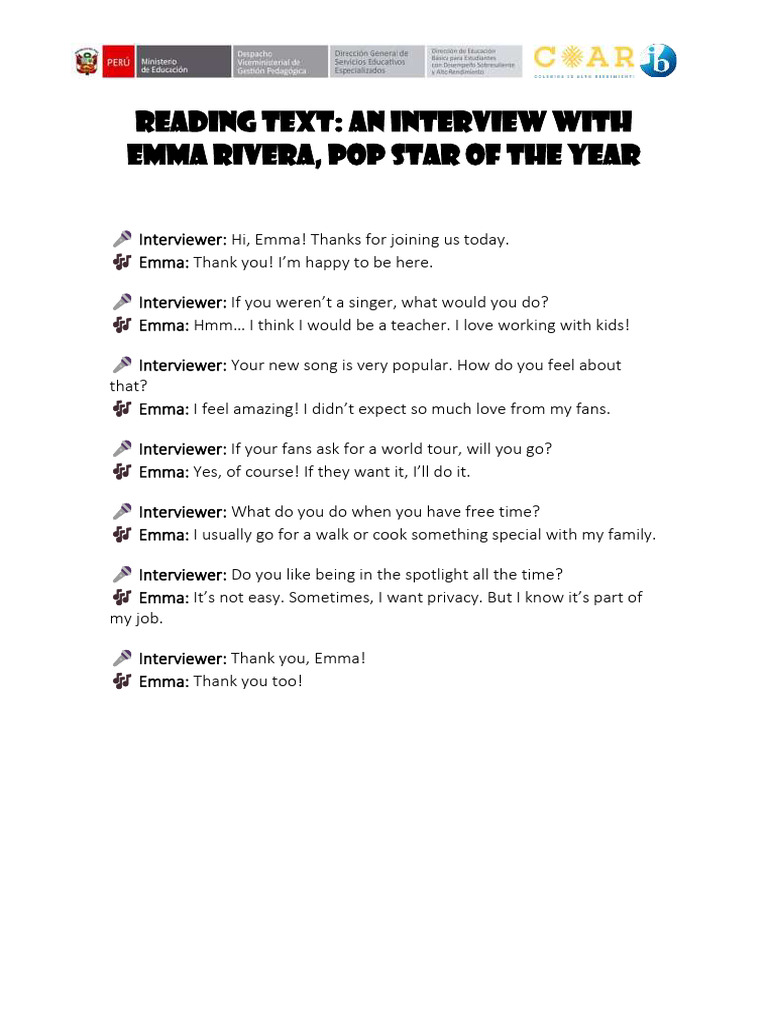 Reading The Interview With A Star | PDF