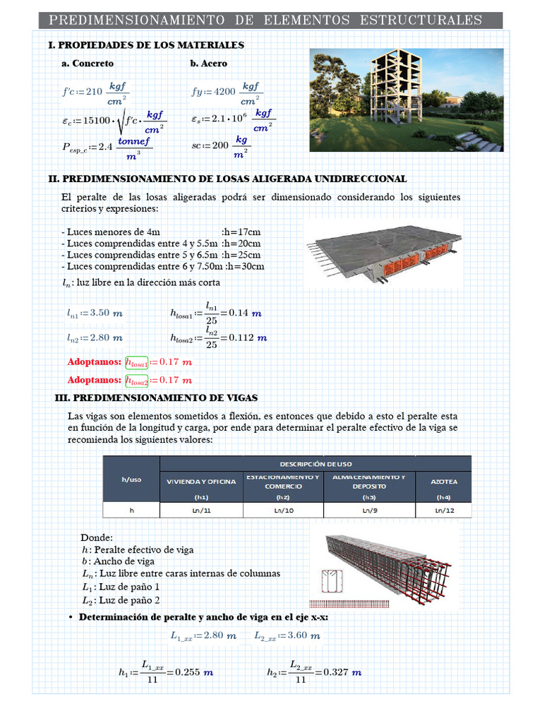 Predimensionamiento Estructural Detallado | PDF | Física Aplicada e ...