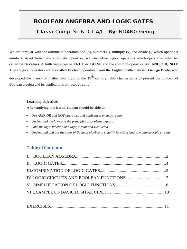 Chap 11 - Logic Gate & Boolean Algebra2 - 092514 | PDF | Boolean ...