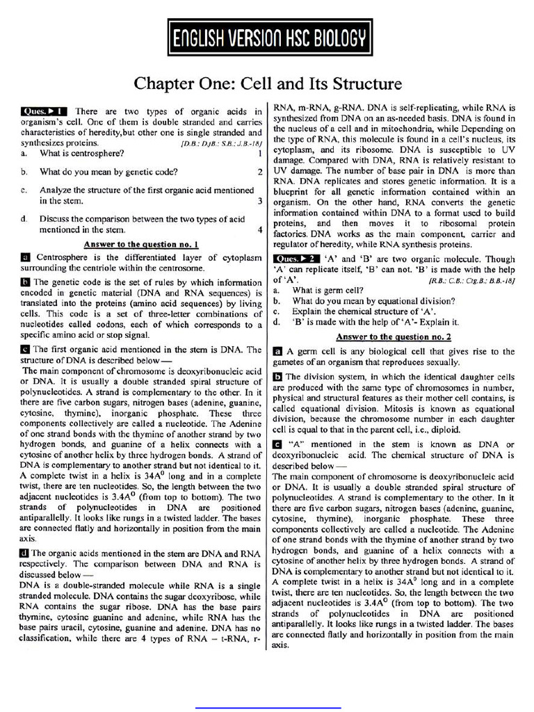 HSC Biology 1st Note English Version | PDF