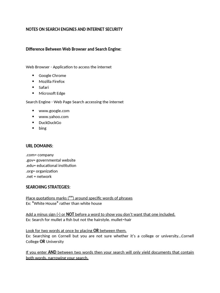 Notes On Search Engines | PDF