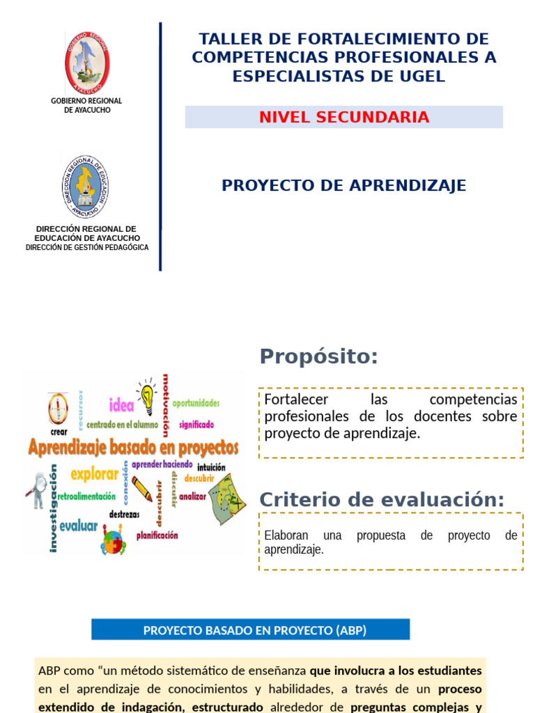 Proyecto de Aprendizaje | PDF | Evaluación | Aprendizaje