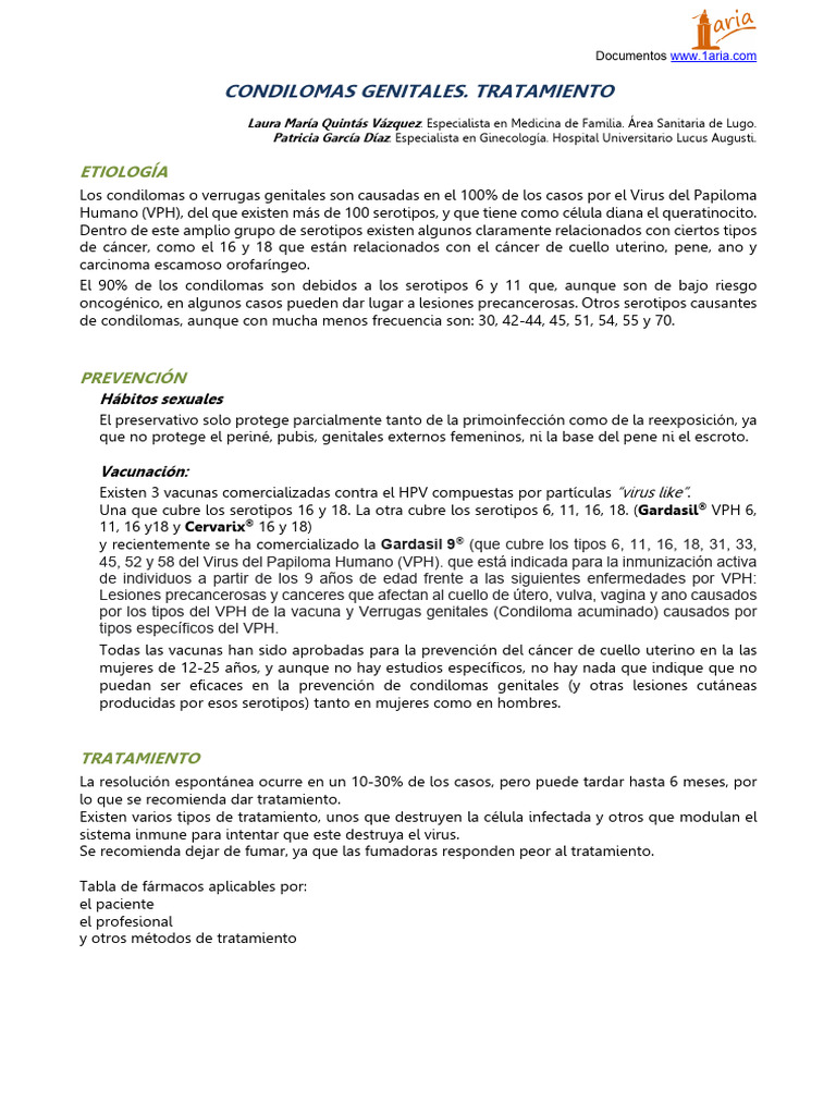 Tratamiento de Condilomas Genitales | PDF | Cuidado de la salud ...