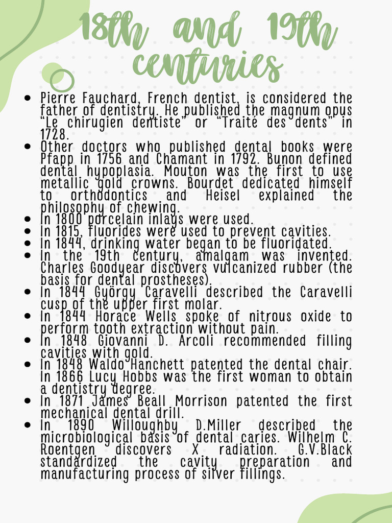 18th and 19th Centuries Pierre Fauchard, French Dentist, Is Considered ...