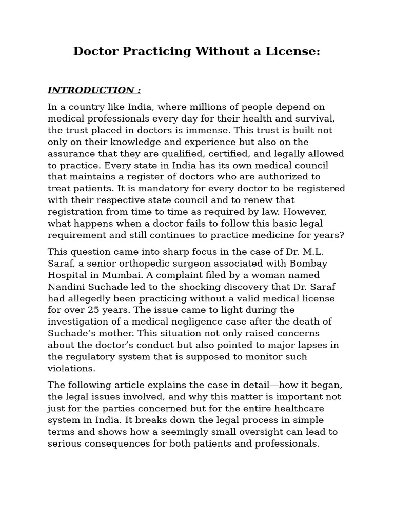 Doctor Practicing Without a License | PDF | Physician | Criminal ...