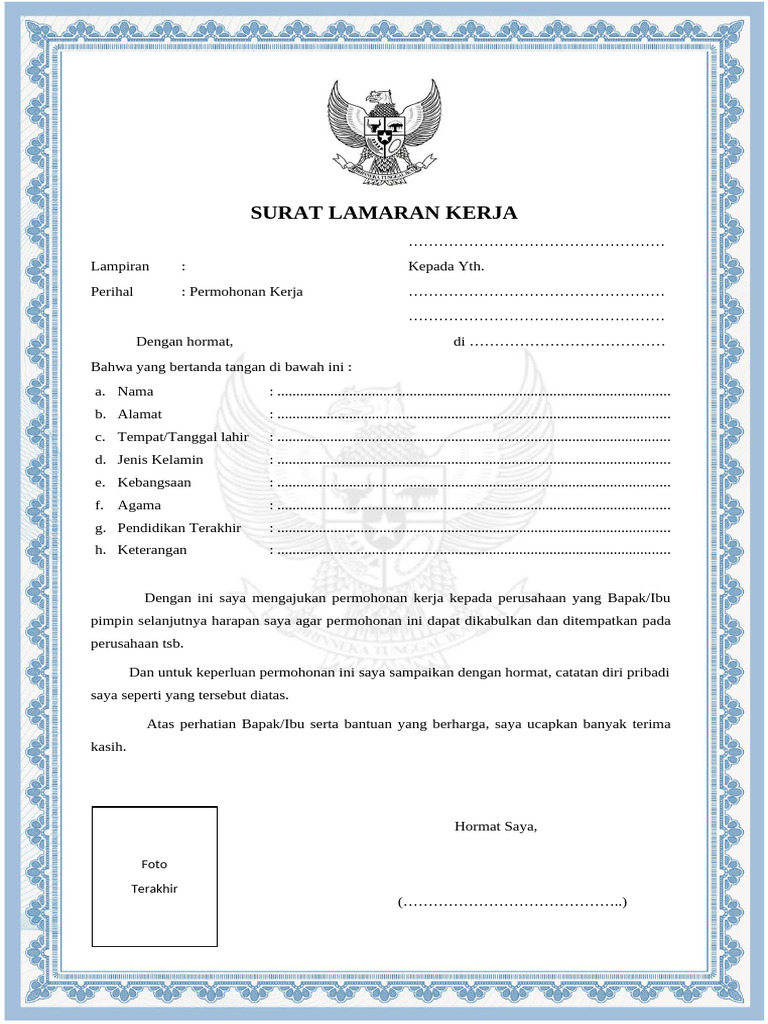 Blangko Surat Lamaran Kerja Kosong | PDF