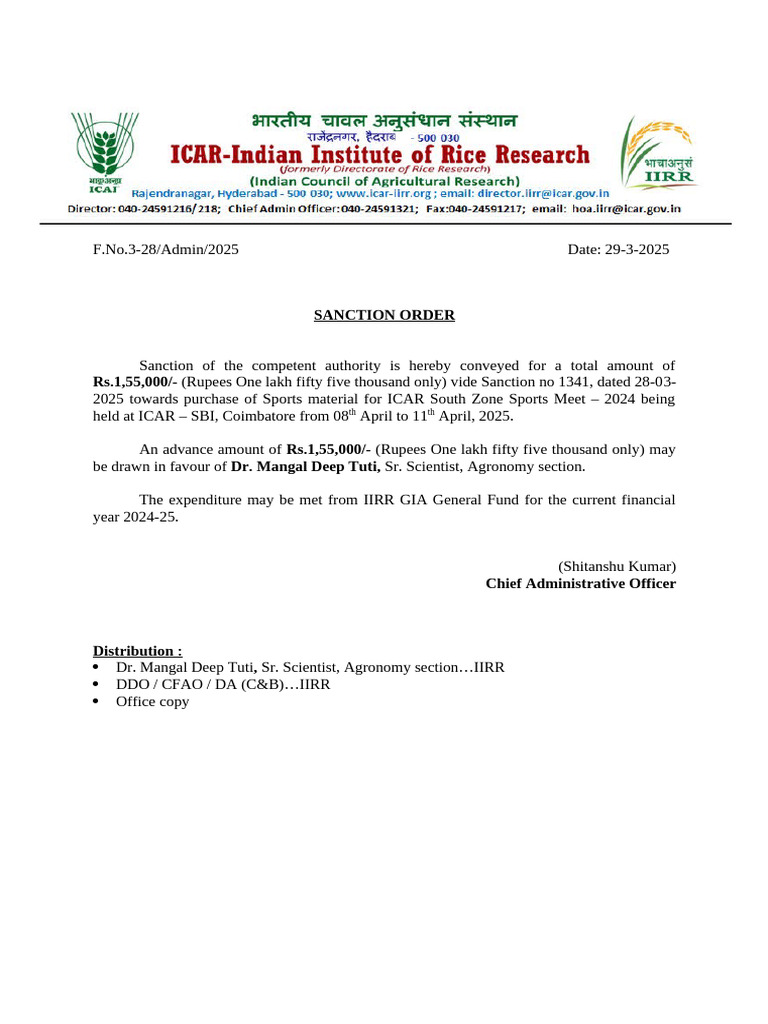 Sanction Order (Sports) Draft | PDF