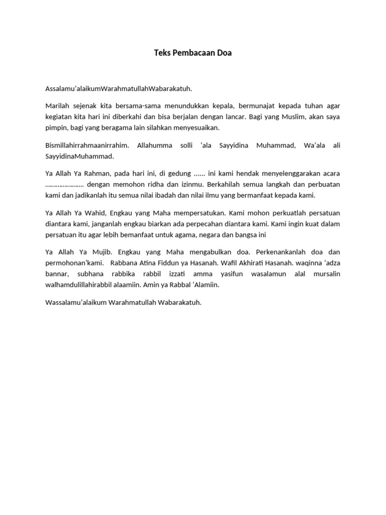 Teks Pembacaan Doa | PDF