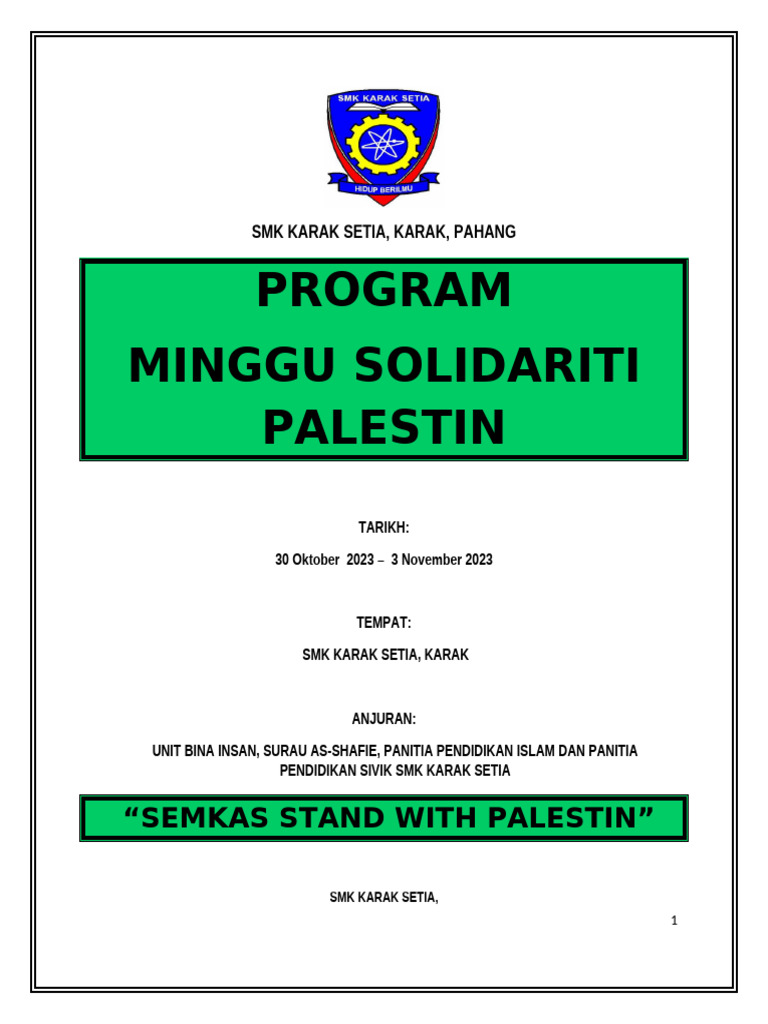 Minggu Solidariti Palestin di SMK Karak Setia | PDF