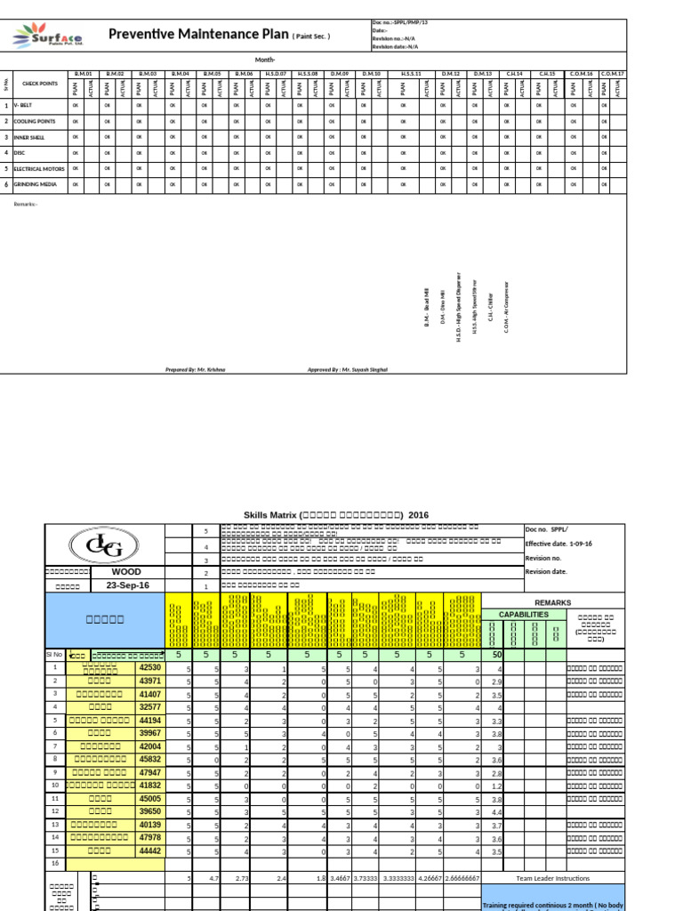 Final Skill Matrix Sep, 16 & 2017 | PDF