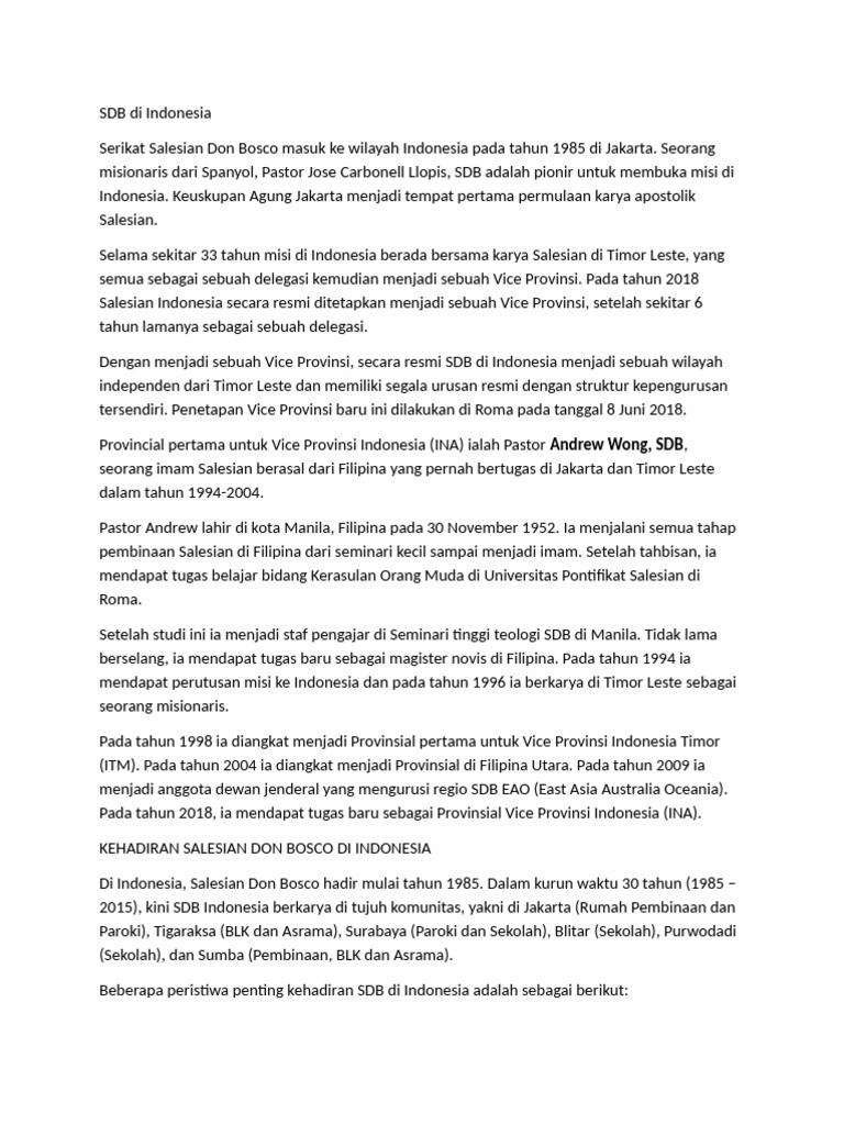 SDB Di Indonesia | PDF