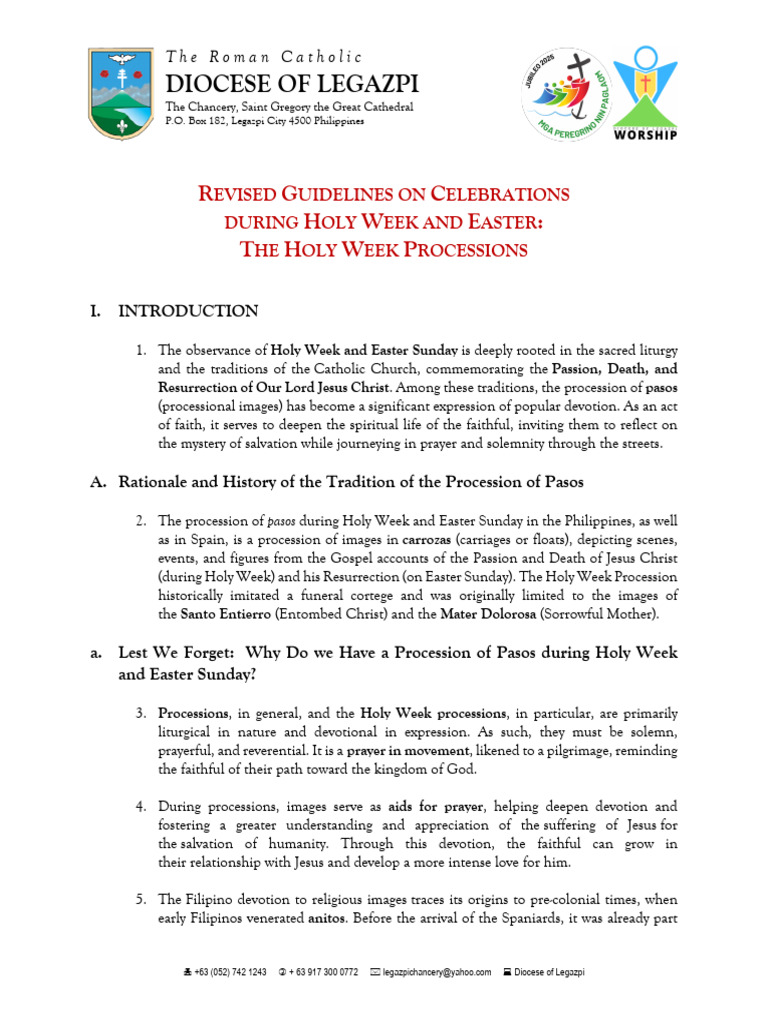 Holy Week Procession Guidelines Legazpi | PDF | Liturgical Year ...