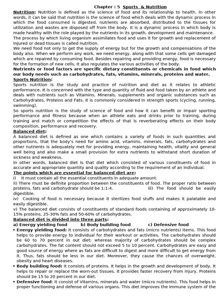 Chapter 5 Sports & Nutrition | PDF | Fat | Carbohydrates
