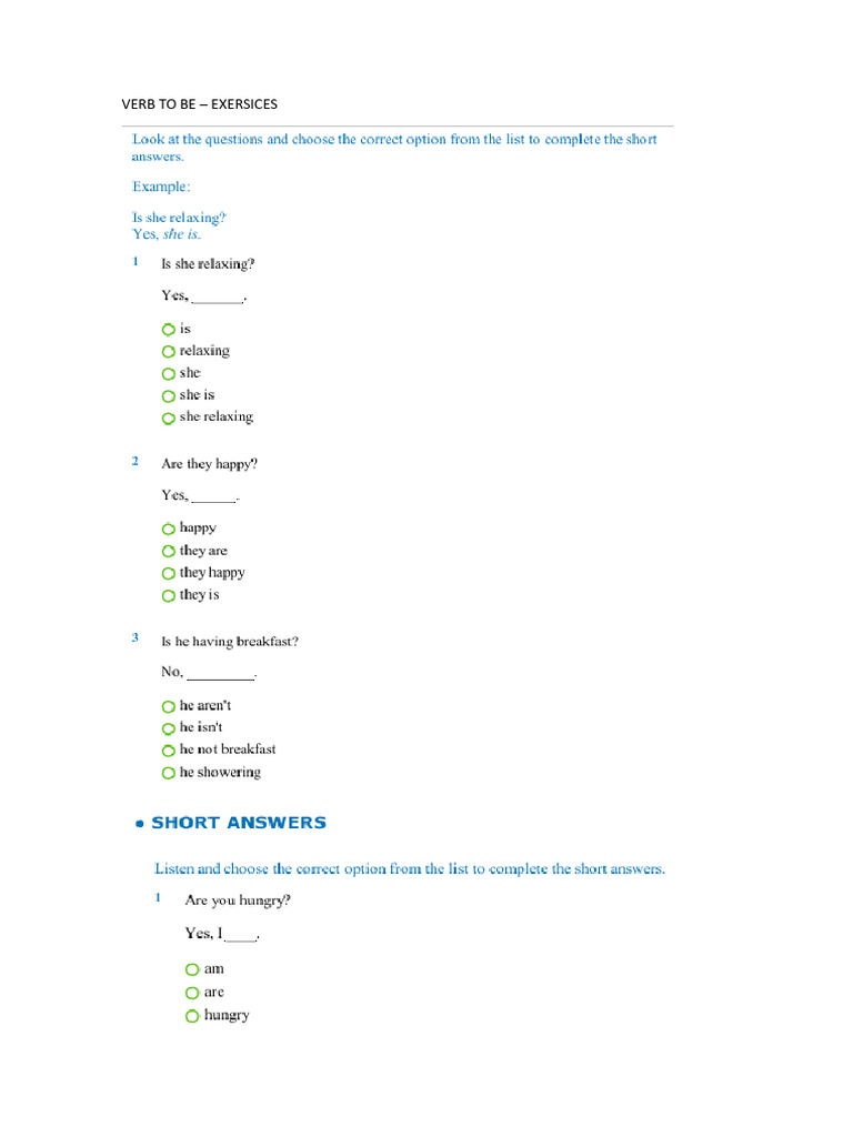 Verb To Be | PDF