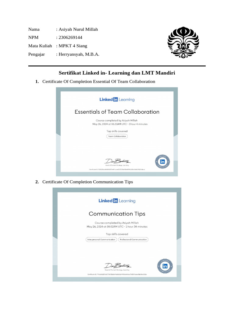 LTM Dan BUKTI MOOCS MPKT 4 ASIYAH NURUL MILLAH | PDF