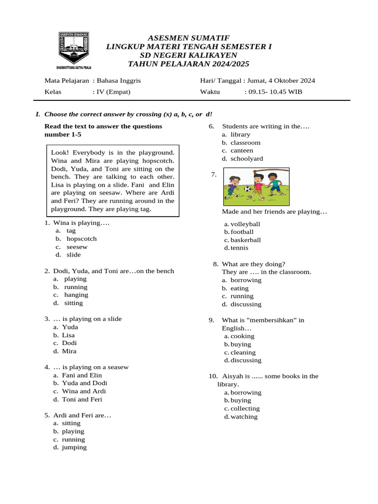 SOAL UTS B. Inggris SMT 1 | PDF