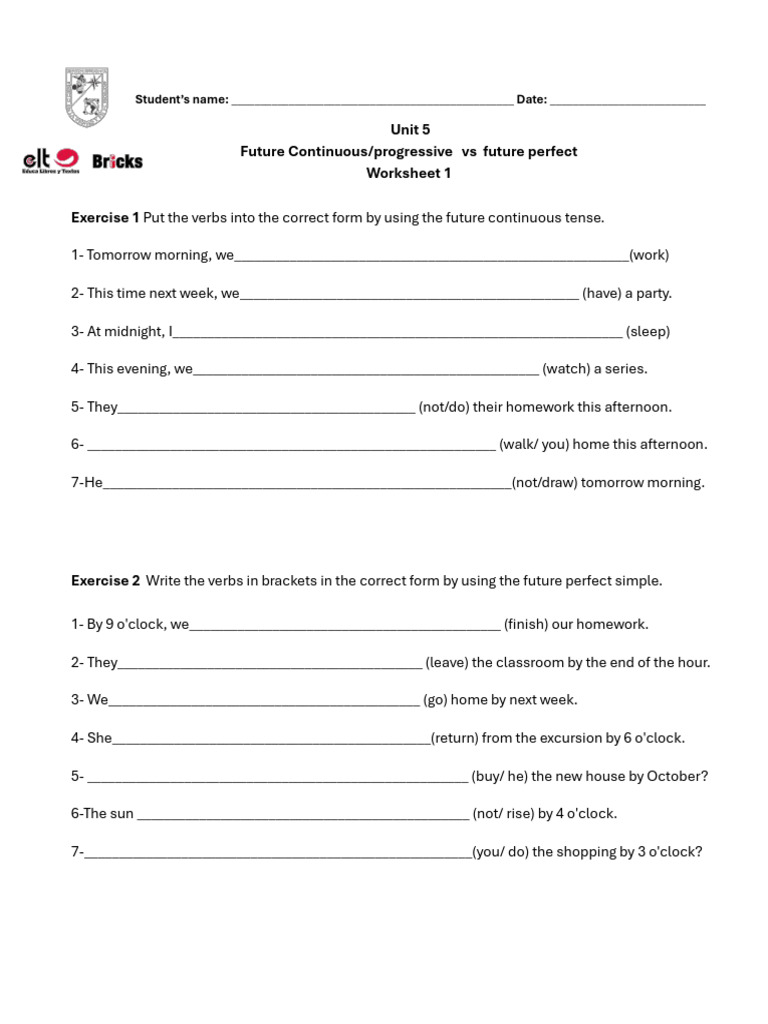 04 - Unit5 - Future Continuous Vs Future Perfect | PDF | Language Families | Linguistic Morphology
