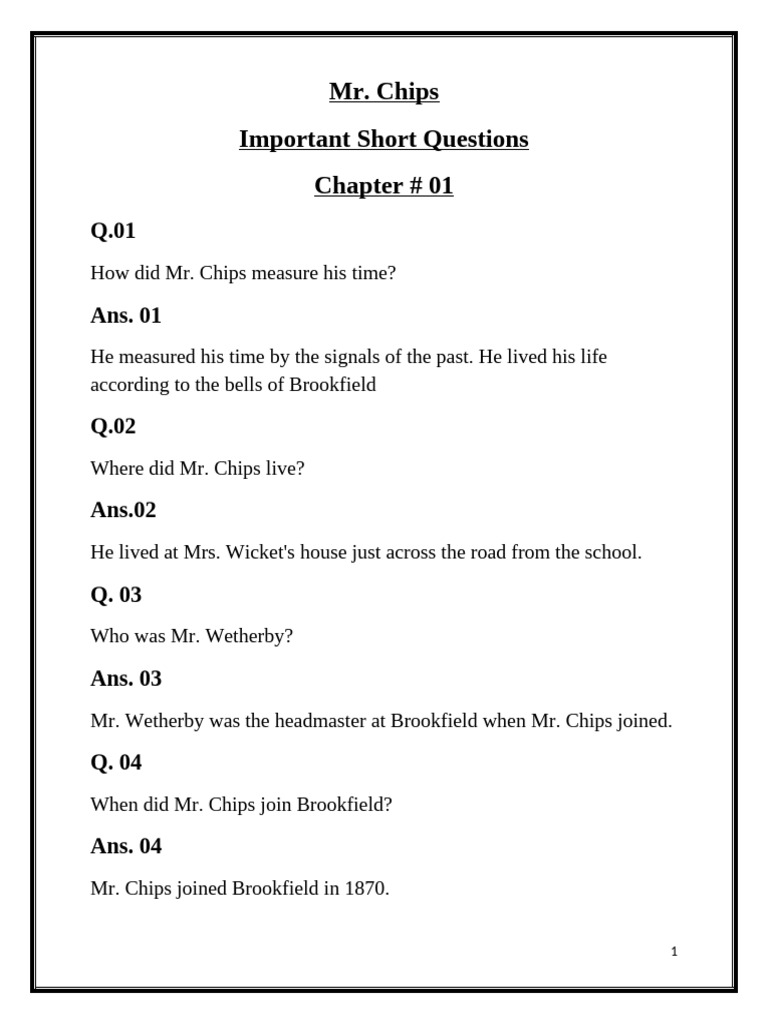 English Mr. Chips Notes (1) - 2 | PDF