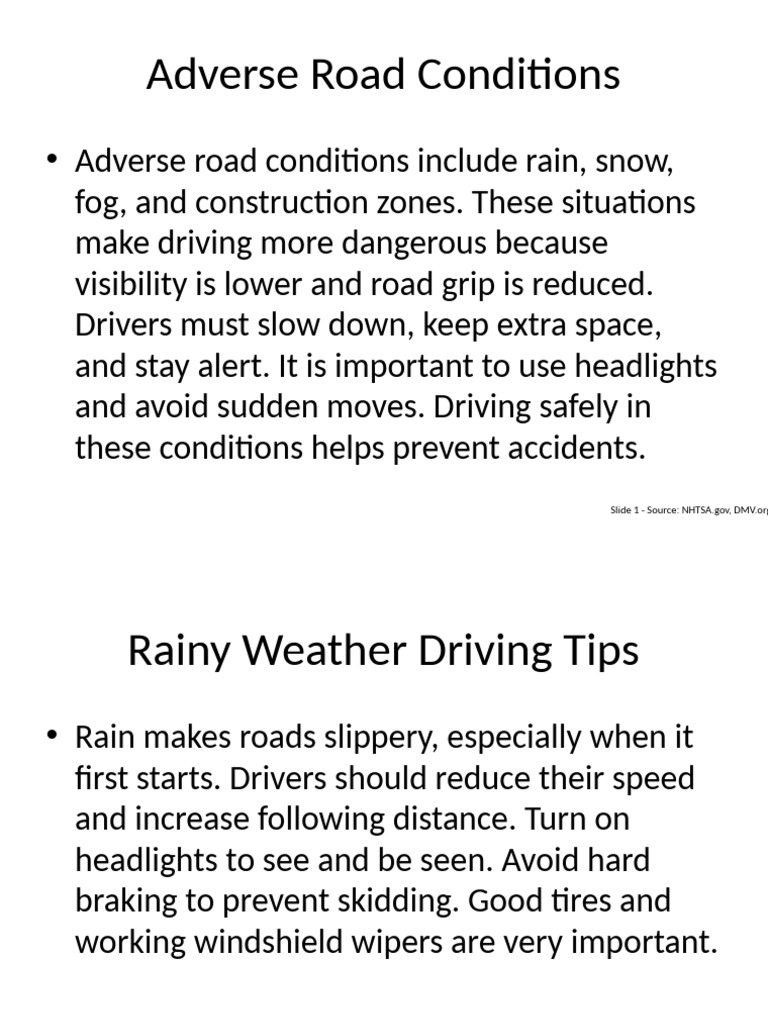 Safe Driving Tips for Adverse Conditions | PDF | Vehicle Insurance ...