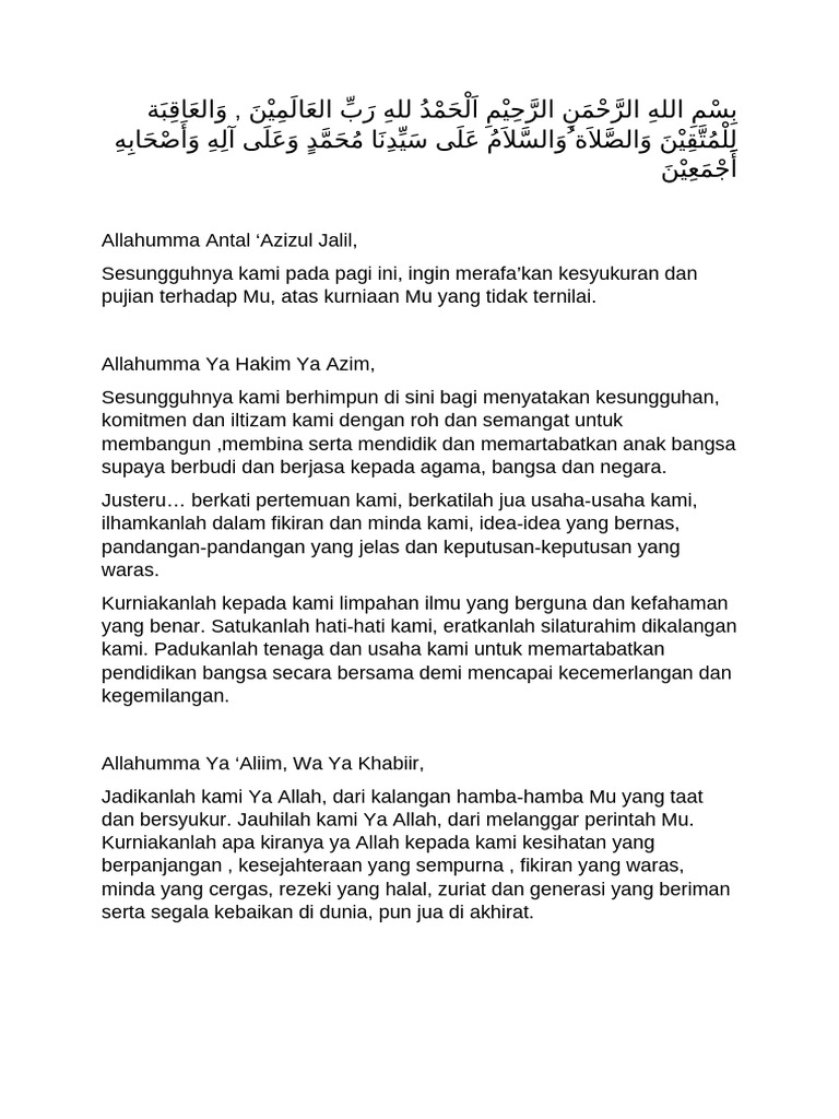 Doa Pembuka Majlis | PDF