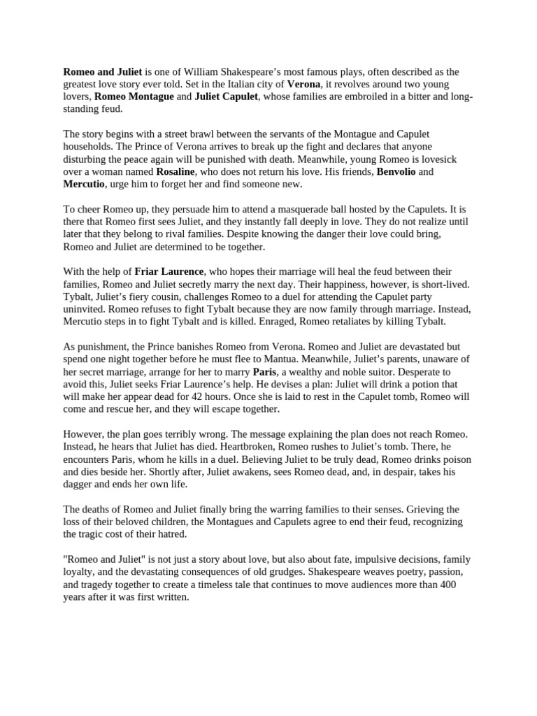 Romeo and Juliet Is One of William Shakespeare | PDF | Characters In ...