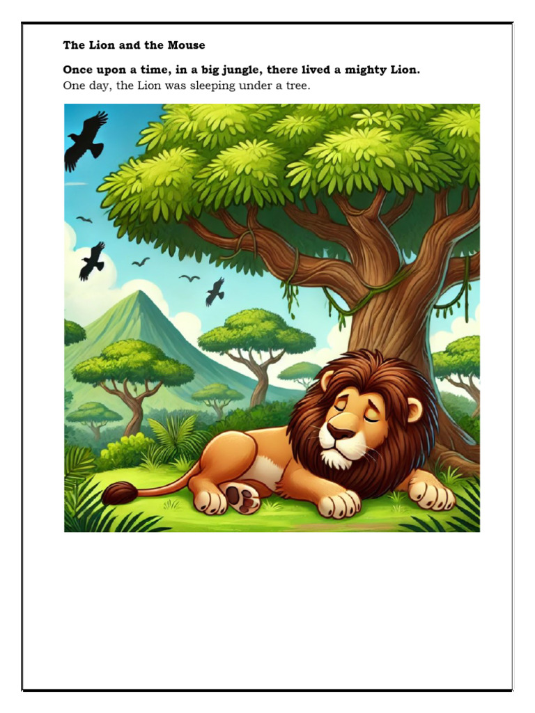 Lion and Mouse: A Tale of Kindness | PDF