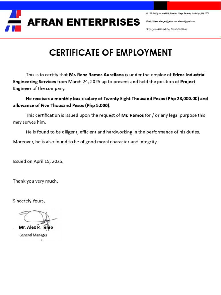 Renz Aurellana - Coe (Afran) - 1 | PDF