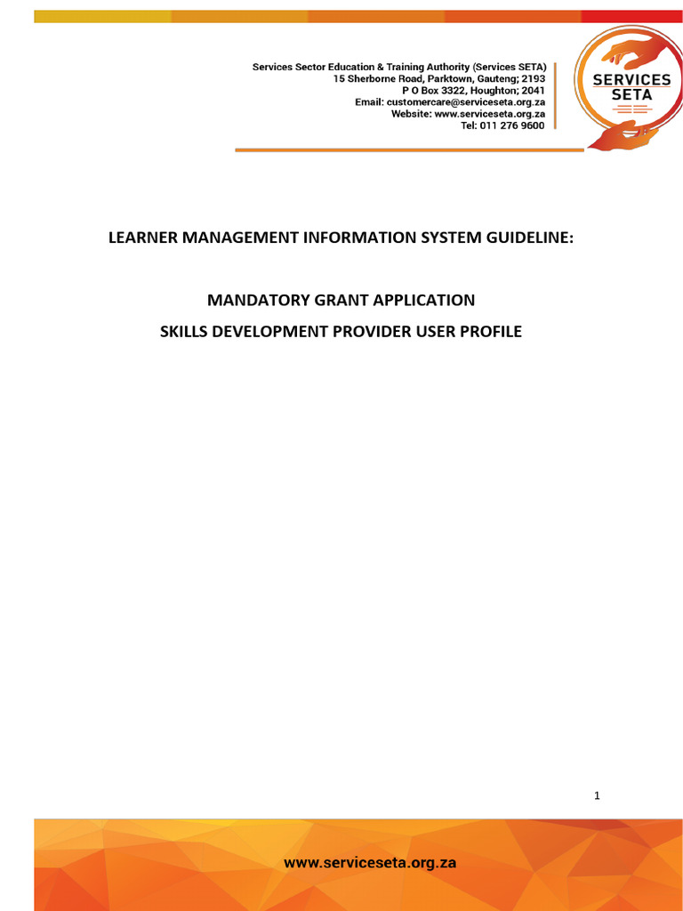 LMIS Mandatory Grants Skills Development Facilitator User Manual | PDF ...