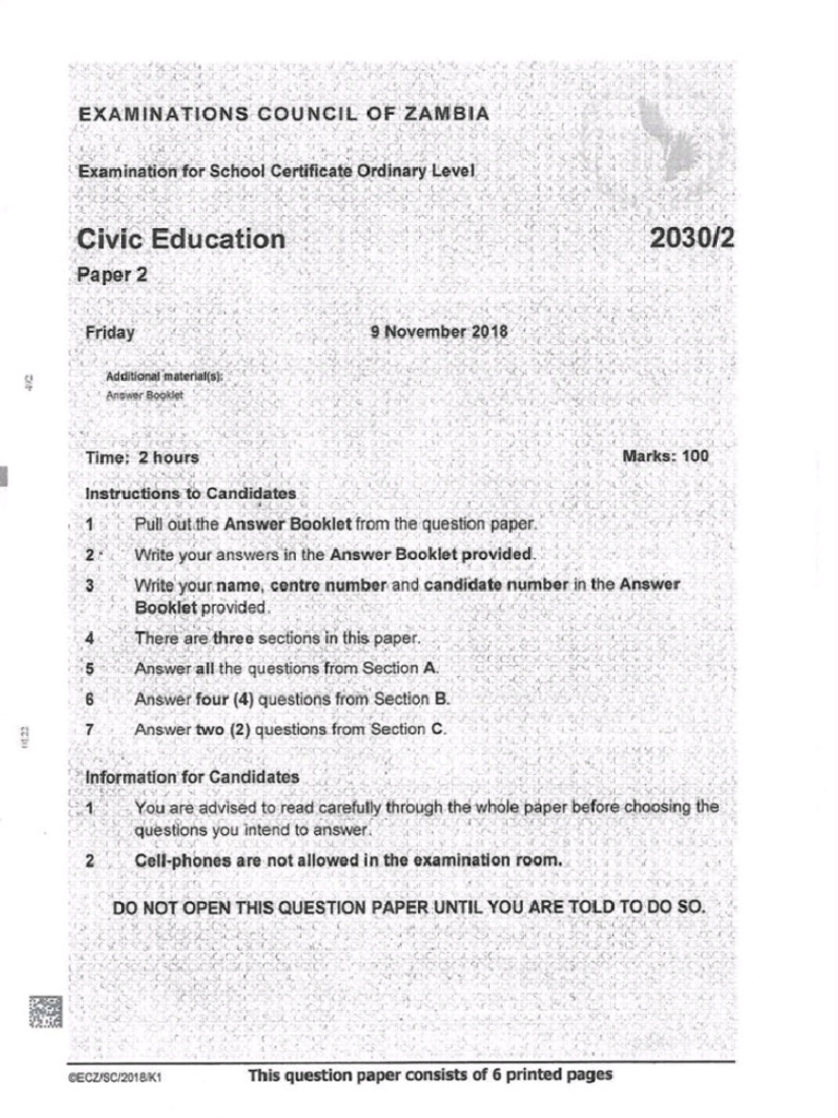 g12 Civic Ed p2 2018 | PDF