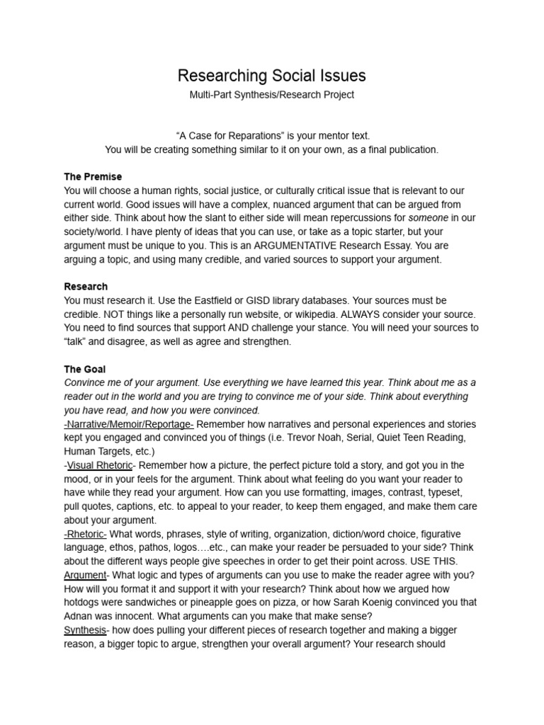 Researching Social Issues | PDF | Thesis | Argument