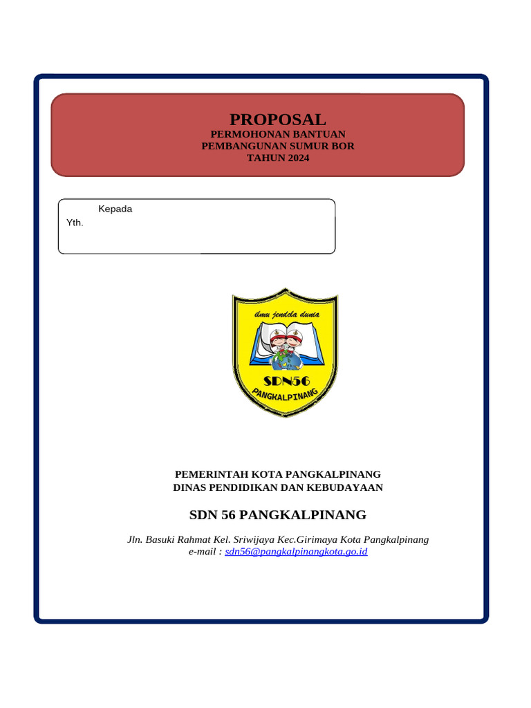 Proposal Pembagunan Sumur Bor | PDF
