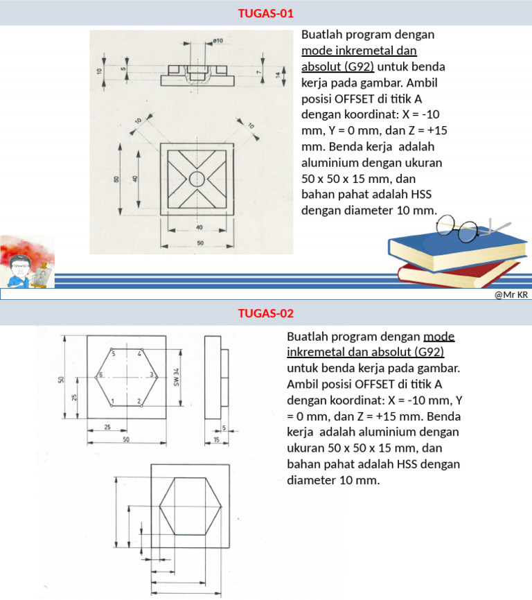 Tugas CNC 01 Dan 02 Gerak Lurus 12-02-2024 | PDF