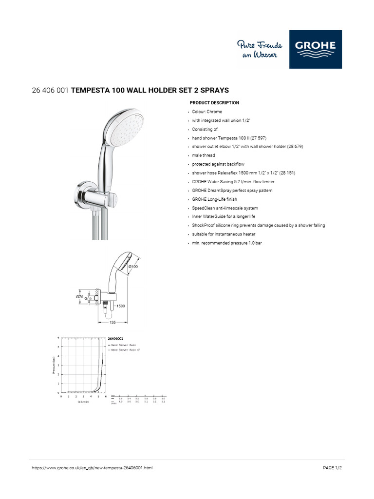 GROHE Specification Sheet 26406001 | PDF