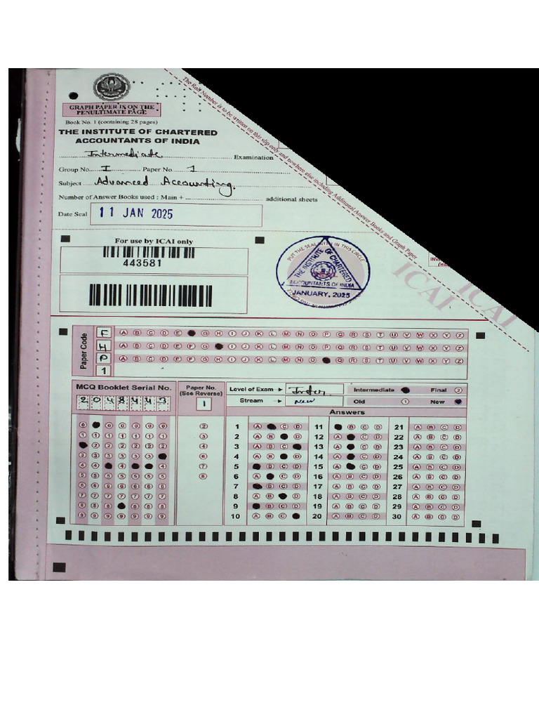 Marks Obtained (In Omr) : 20 | PDF