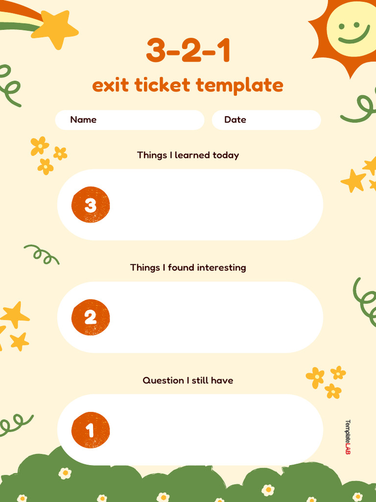 3 2 1 Exit Ticket Template | PDF